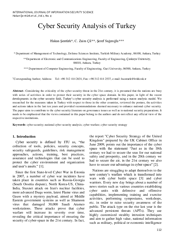 (PDF) Cyber Security Analysis of Turkey