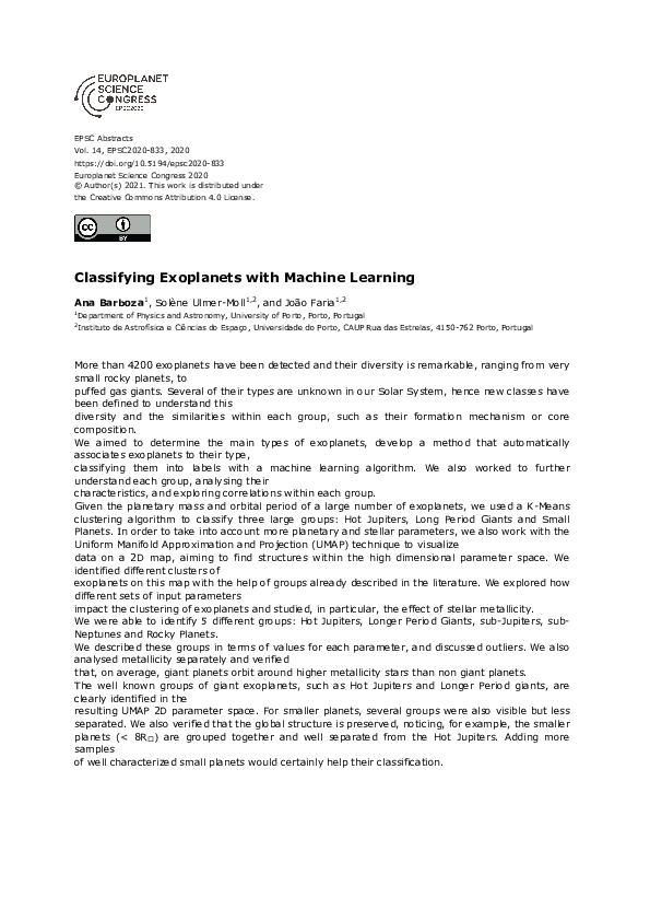 (PDF) Classifying Exoplanets with Machine Learning