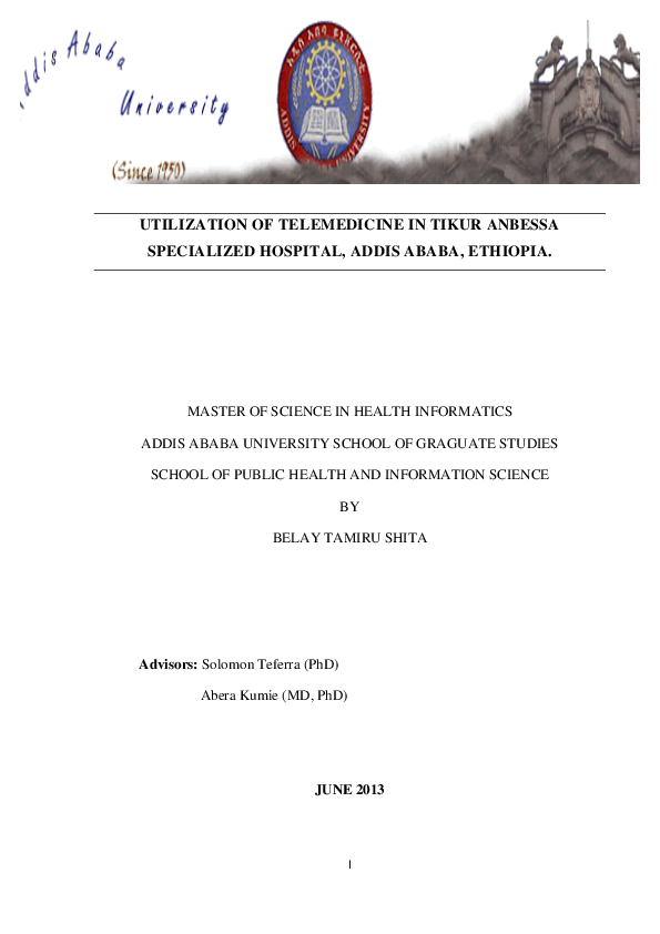 (PDF) Utilization of Telemedicine in Tikur Anbessa Specialized Hospital ...