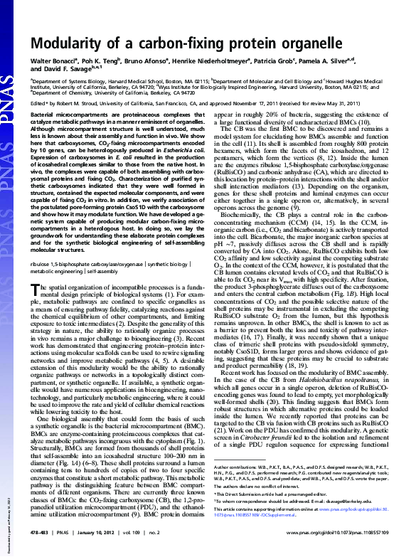 (PDF) Modularity of a carbon-fixing protein organelle