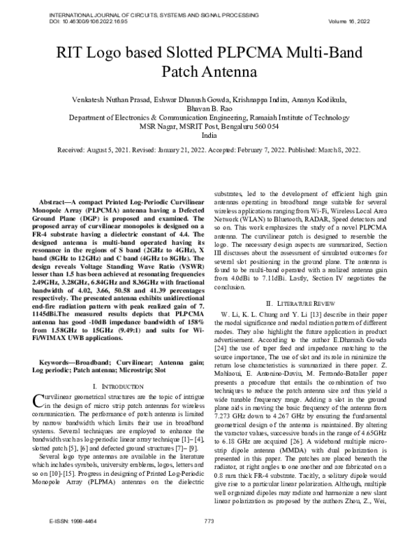 (PDF) RIT Logo based Slotted PLPCMA Multi-Band Patch Antenna