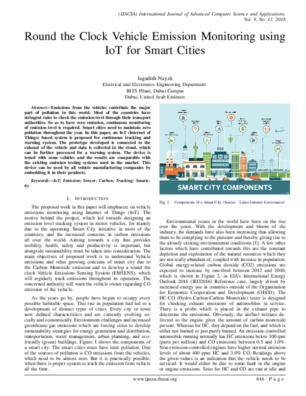 (PDF) Round the Clock Vehicle Emission Monitoring using IoT for Smart Cities