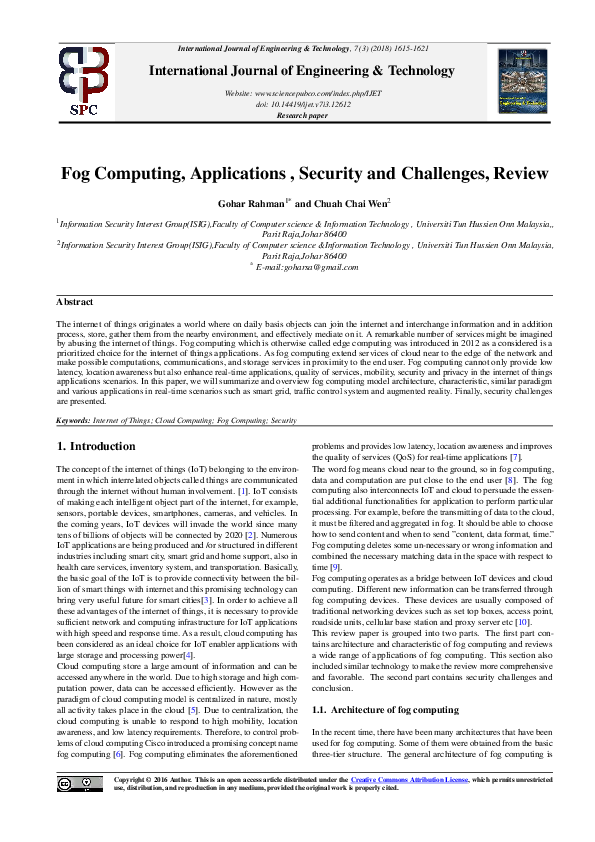 Pdf Fog Computing Overview Applications And Challenges