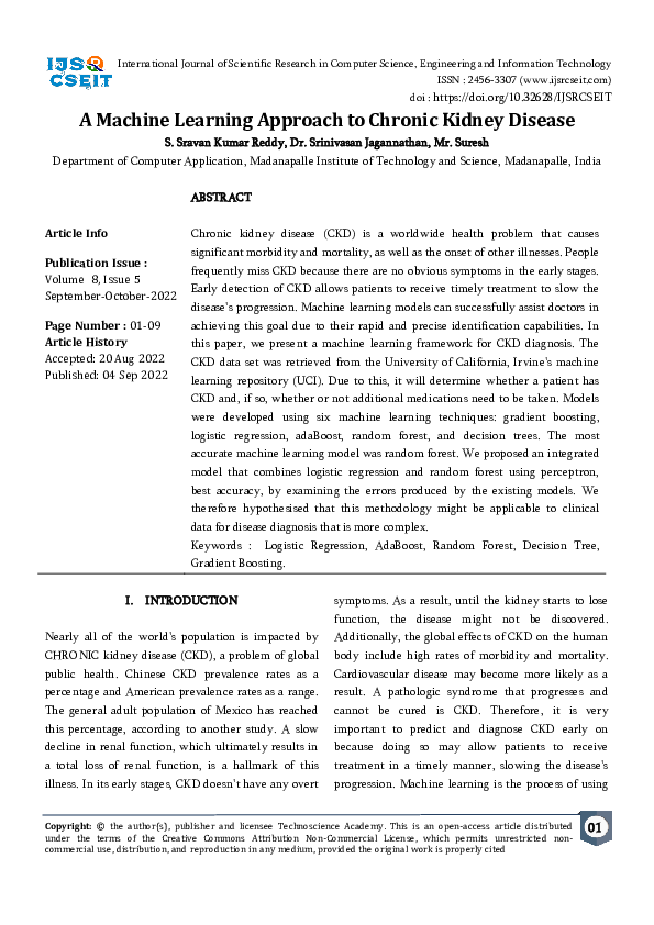 (PDF) A Machine Learning Approach to Chronic Kidney Disease
