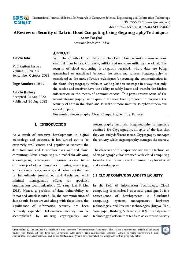 Pdf A Review On Security Of Data In Cloud Computing Using