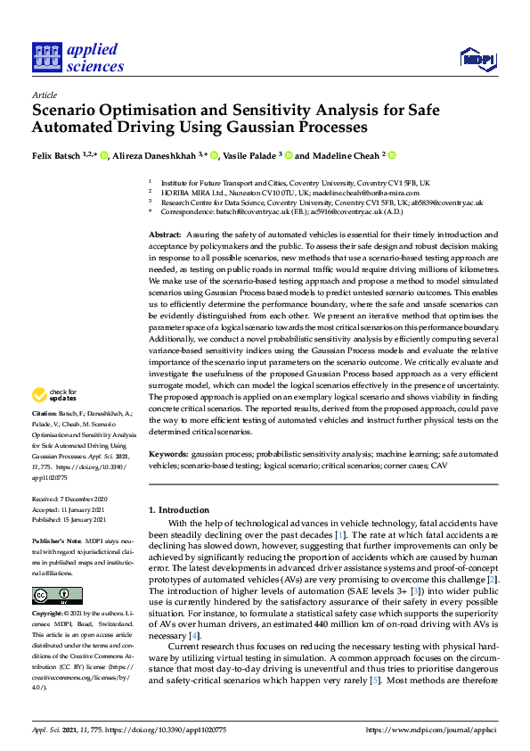 (PDF) Scenario Optimisation and Sensitivity Analysis for Safe Automated Driving Using Gaussian ...