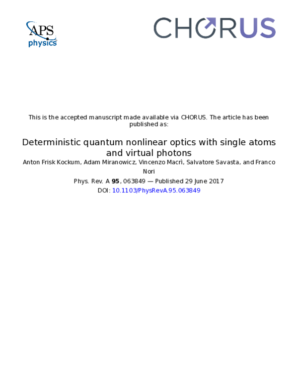 (PDF) Deterministic quantum nonlinear optics with single atoms and virtual photons | Adam ...