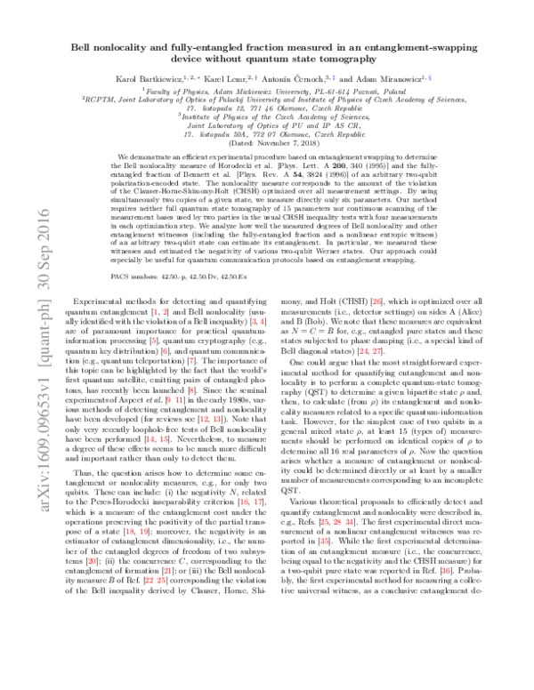 (PDF) Bell nonlocality and fully entangled fraction measured in an ...