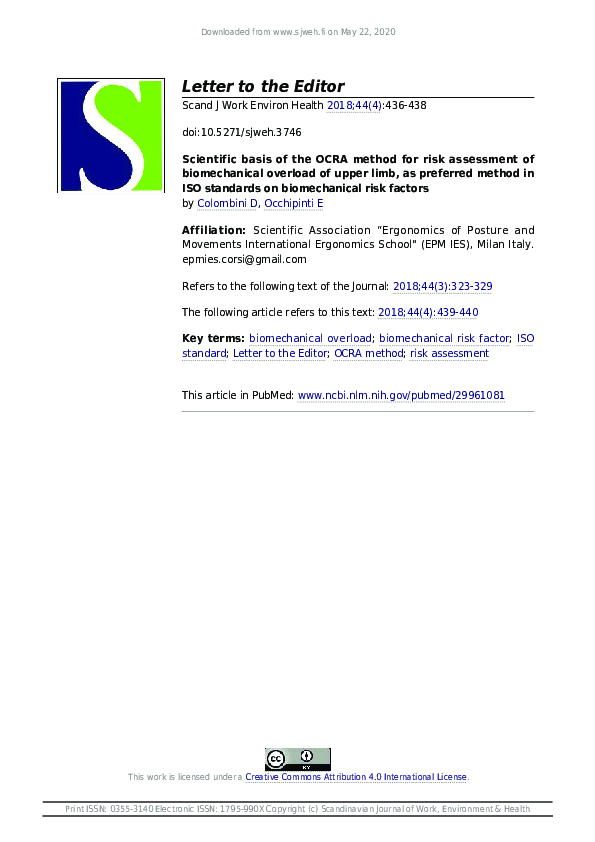 (PDF) Scientific basis of the OCRA method for risk assessment of ...