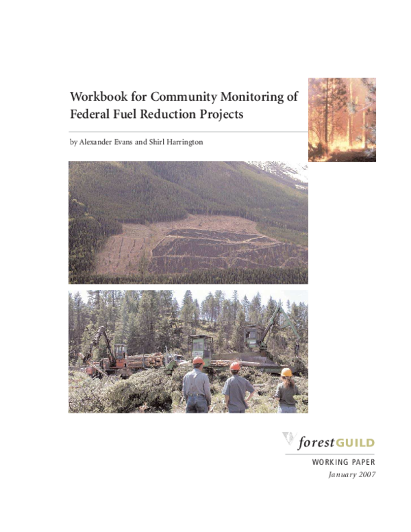 (PDF) Workbook for Community Monitoring of Federal Fuel Reduction Projects