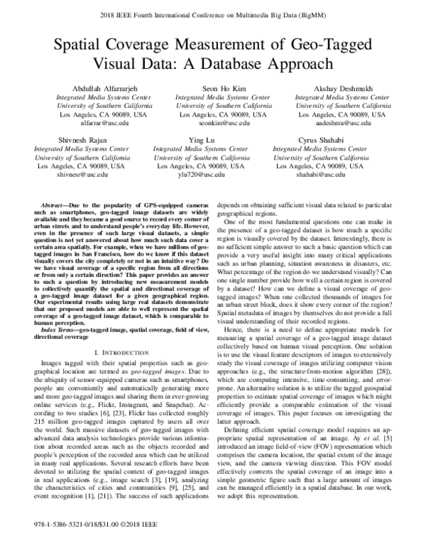 (PDF) Spatial Coverage Measurement of Geo- Tagged Visual Data: A ...
