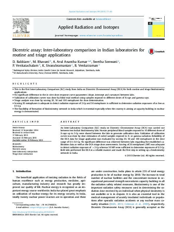 (PDF) Dicentric assay: Inter-laboratory comparison in Indian laboratories for routine and triage ...
