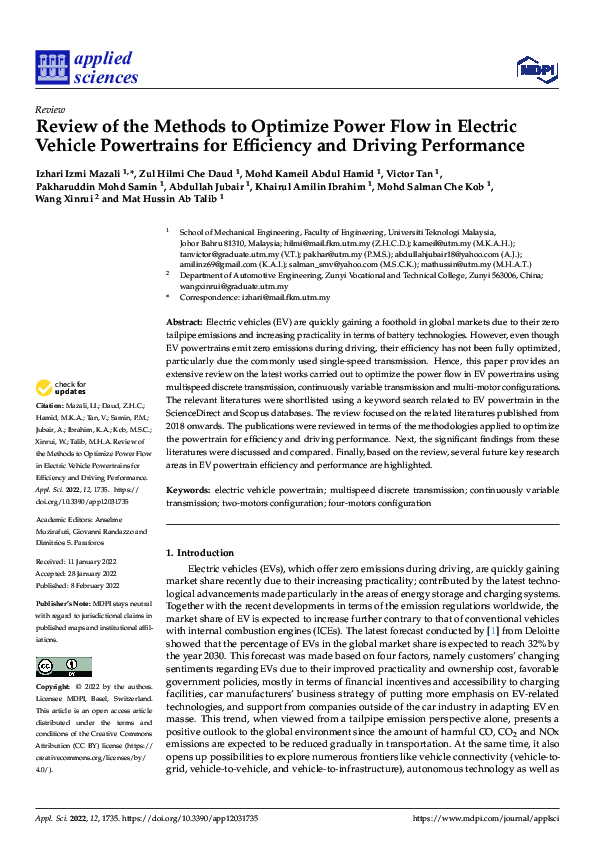 (PDF) Review of the Methods to Optimize Power Flow in Electric Vehicle ...