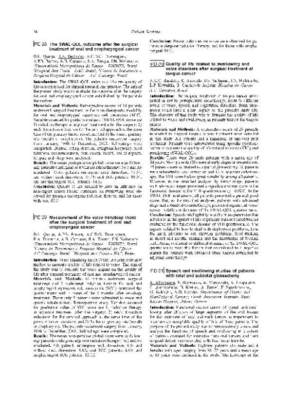 (PDF) PD.28 The SWAL-QOL outcome after the surgicaltreatment of oral ...