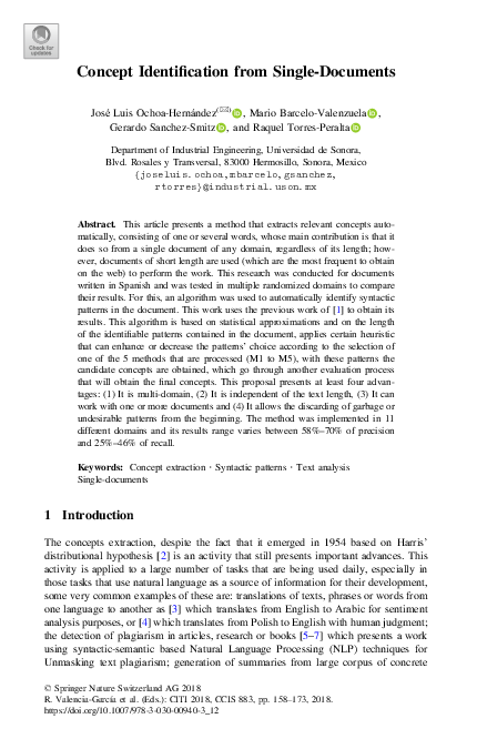 (PDF) Concept Identification from Single-Documents