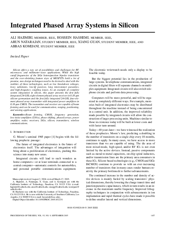 (PDF) Phased array systems in silicon