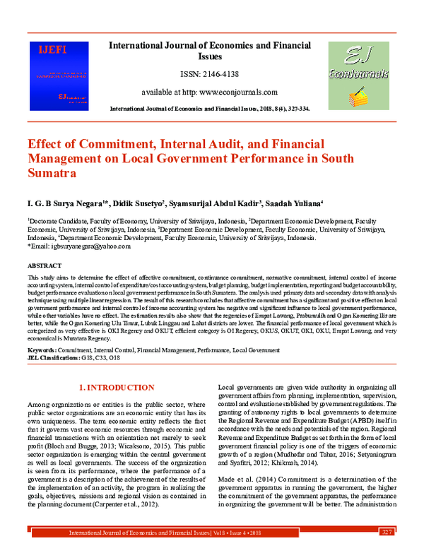 (PDF) Effect of Commitment, Internal Audit, and Financial Management on ...