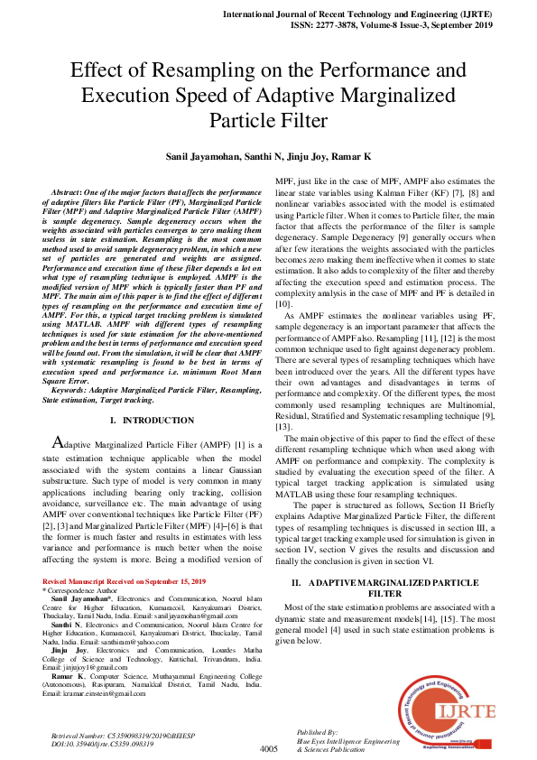 (PDF) Effect of Resampling on the Performance and Execution Speed of Adaptive Marginalized ...