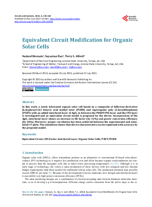 (PDF) Equivalent Circuit Modification for Organic Solar Cells