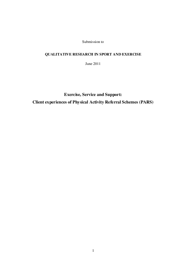 (PDF) Exercise, service and support: client experiences of physical ...