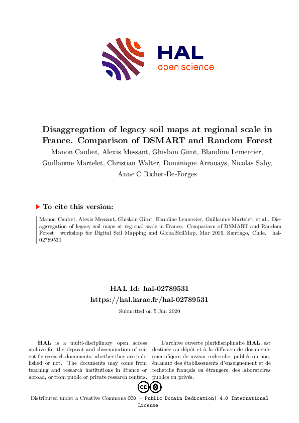 (PDF) Disaggregating Soil Maps: DSMART vs Random Forest