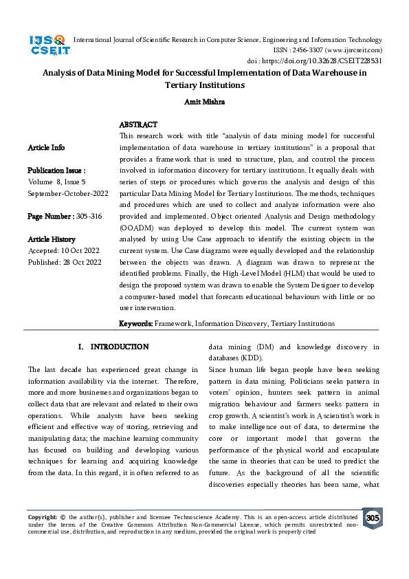 Pdf Analysis Of Data Mining Model For Successful Implementation Of