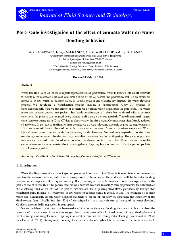 Pdf Pore Scale Investigation Of The Effect Of Connate Water On Water Flooding Behavior