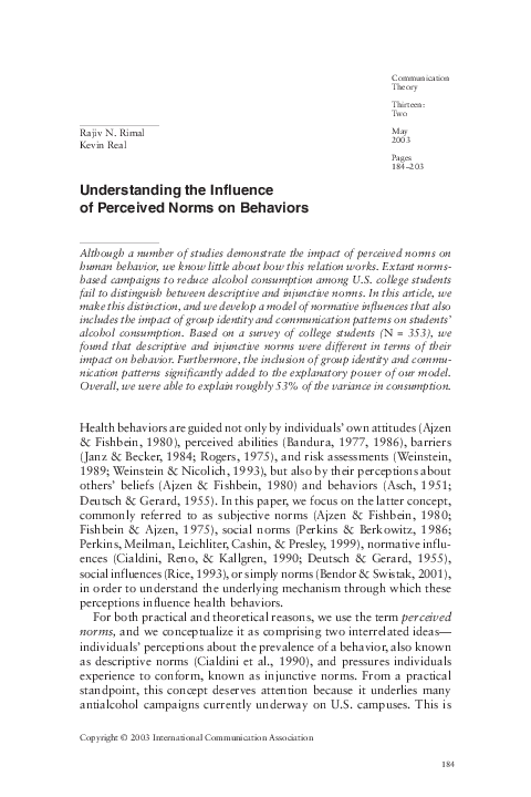 (PDF) Understanding the Influence of Perceived Norms on Behaviors