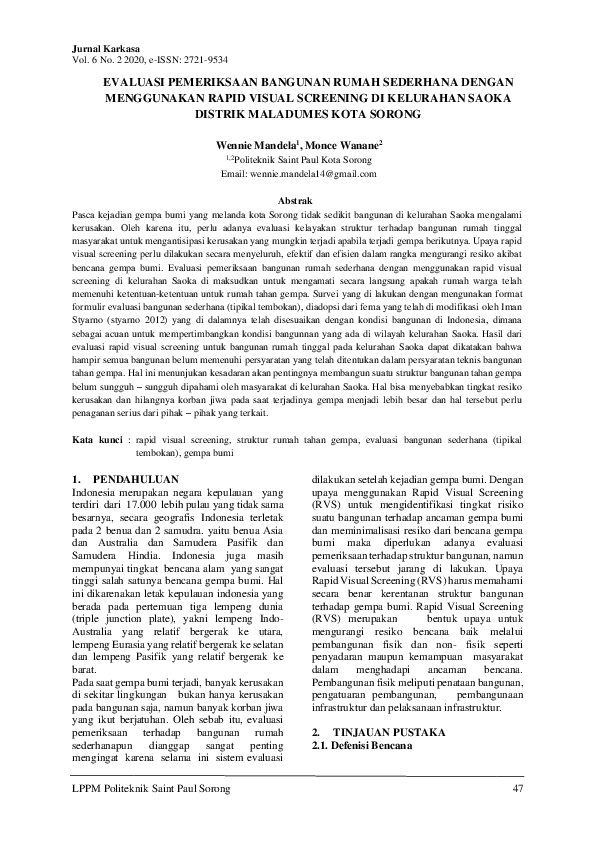 (PDF) Evaluasi Pemeriksaan Bangunan Rumah Sederhana Dengan Menggunakan ...
