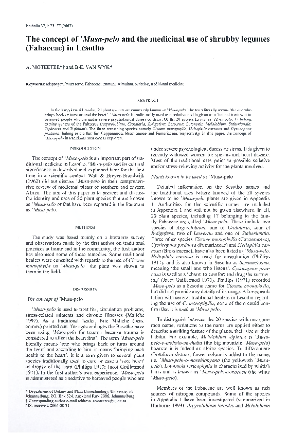 (PDF) The concept of ’ Musa-pelo and the medicinal use of shrubby ...