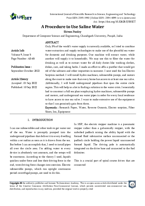 (PDF) A Procedure to Use Saline Water