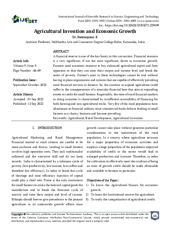 (PDF) Agricultural Invention and Economic Growth