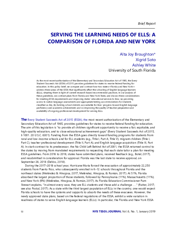 (PDF) Serving English language learners in the Florida State Plan for ...