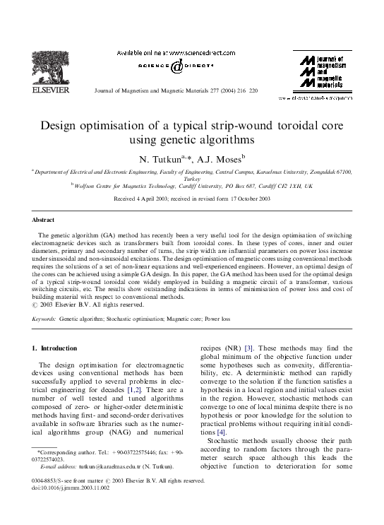 (PDF) Design optimisation of a typical strip-wound toroidal core using ...