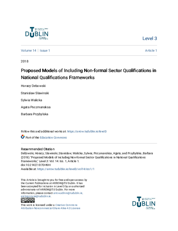 Pdf Proposed Models Of Including Non Formal Sector Qualifications In National Qualifications
