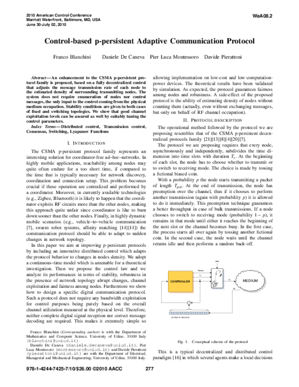 (PDF) Control-based p-persistent adaptive communication protocol