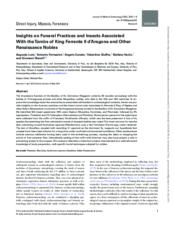 (PDF) Insights on Funeral Practices and Insects Associated With the ...