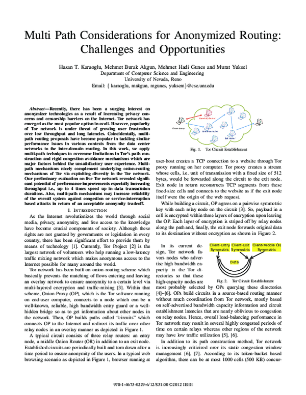 (PDF) Multi Path Considerations for Anonymized Routing: Challenges and Opportunities