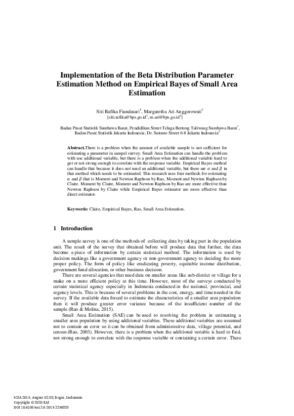 (PDF) Implementation of the Beta Distribution Parameter Estimation Method on Empirical Bayes of ...