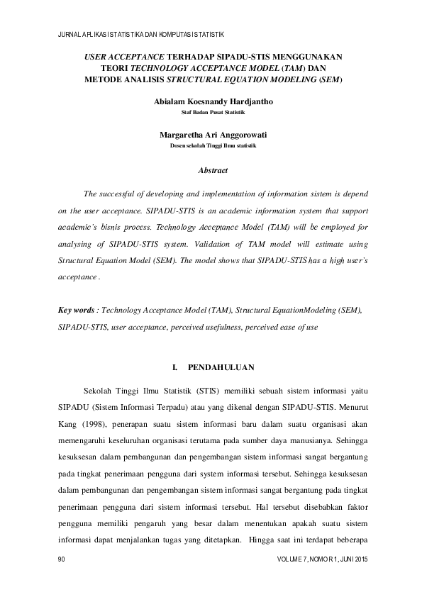 (PDF) User Acceptance terhadap SIPADU-STIS Menggunakan Teori Technology ...