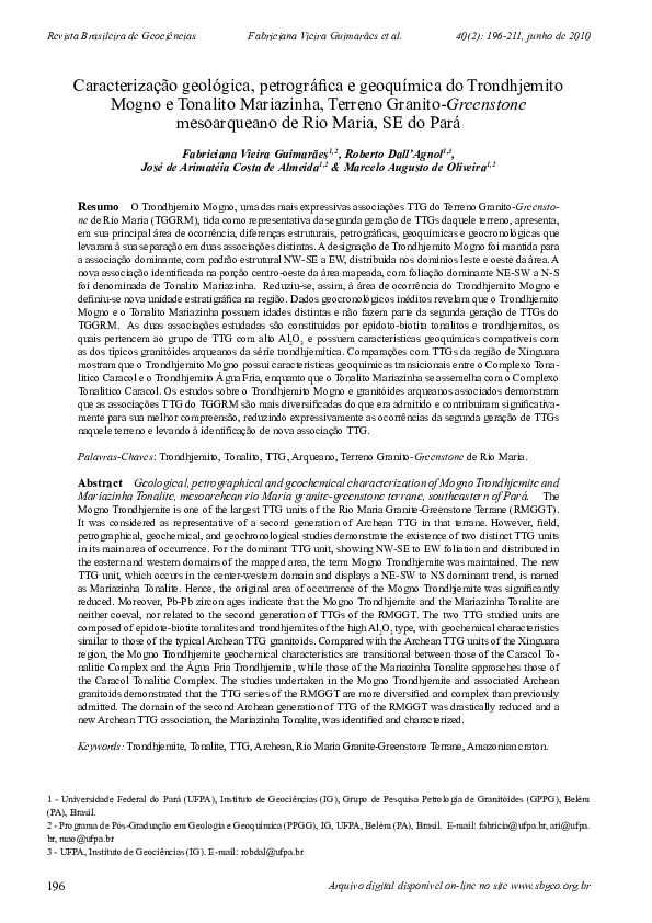 (PDF) Caracterização geológica, petrográfica e geoquímica do ...