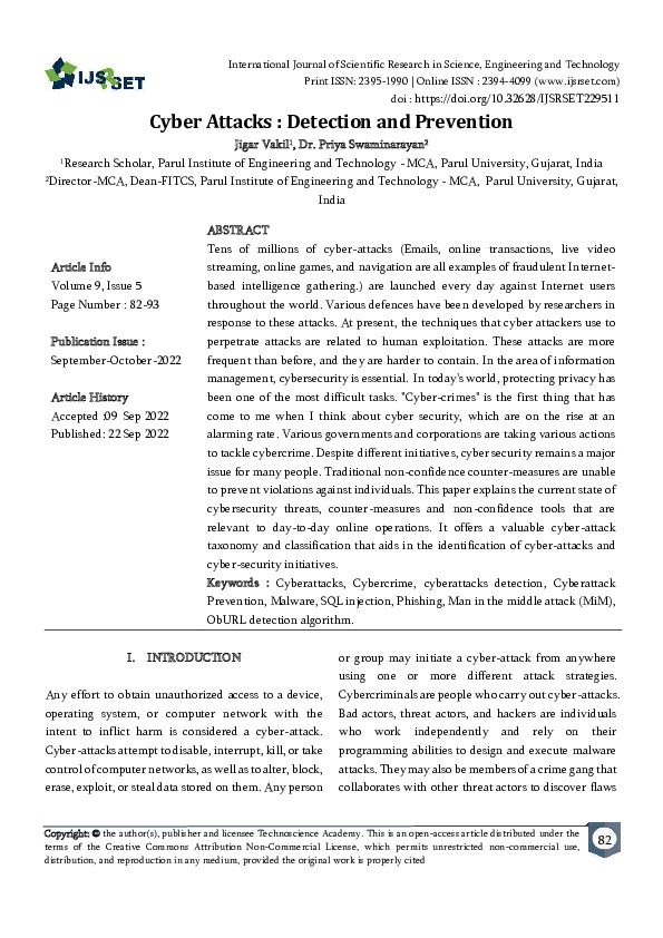 Pdf Cyber Attacks Detection And Prevention