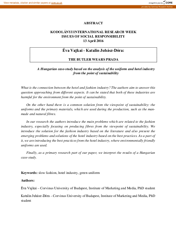 (PDF) The Butler wears Prada. A Hungarian case-study based on the ...