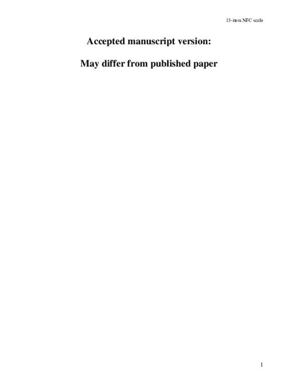 (PDF) Item selection and validation of a brief, 15-item version of the ...