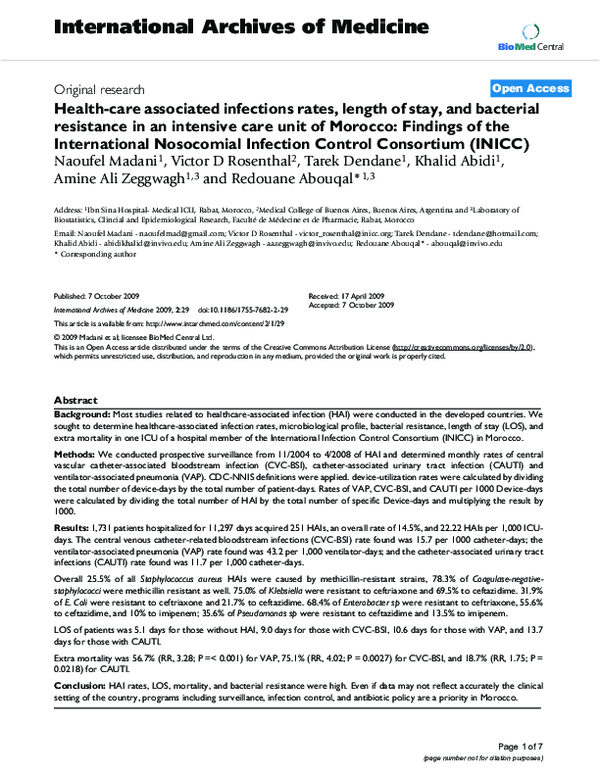 (PDF) Health-care associated infections rates, length of stay, and ...