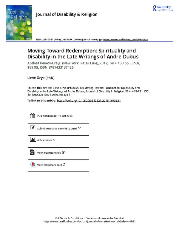 (PDF) Moving Toward Redemption: Spirituality and Disability in the Late ...