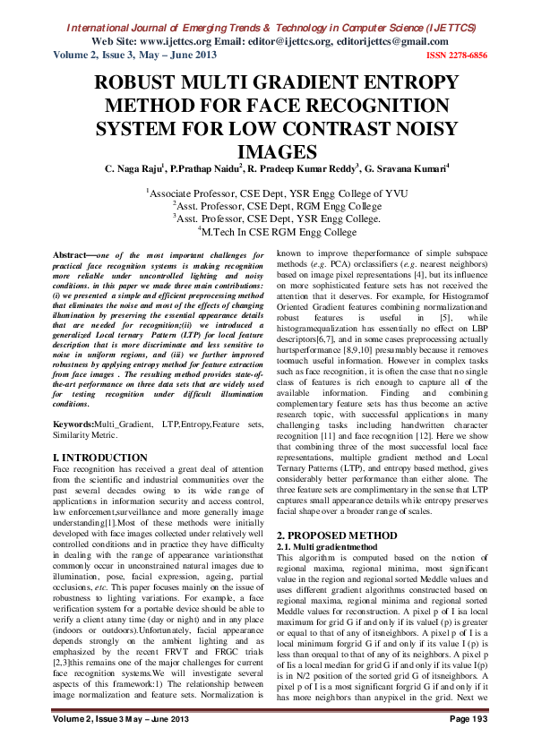 (PDF) Robust Multi Gradient Entropy Method for Face Recognition System for Low Contrast Noisy Images