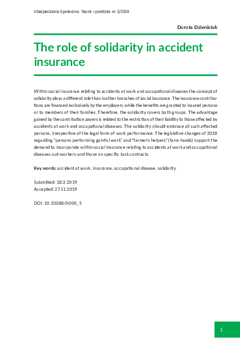 (PDF) The Role of Solidarity in Accident Insurance