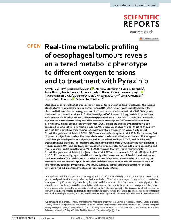 (PDF) Real-time metabolic profiling of oesophageal tumours reveals an altered metabolic ...