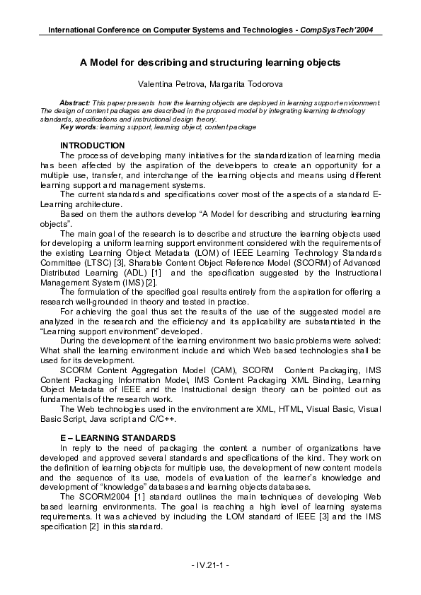(PDF) A model for describing and structuring learning objects